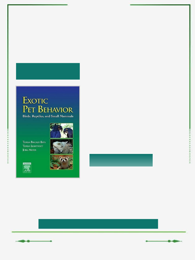 Exotic Pet Behavior Birds Reptiles and Small Mammals 1st Edition Teresa ...
