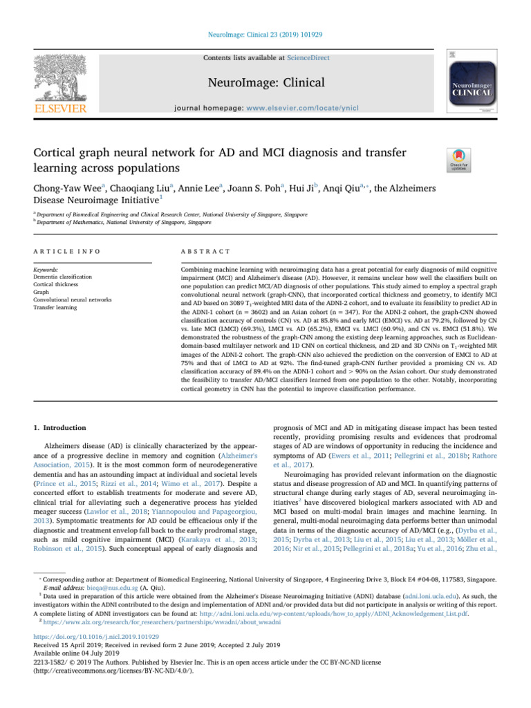 Cortical Graph Neural Network For AD and MCI Diagnosis and Transfer ...