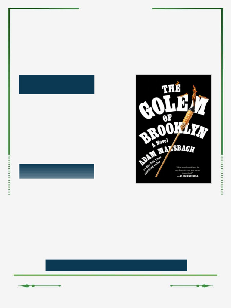 The Golem of Brooklyn 4th Edition Adam Mansbach eBook reading bundle | PDF