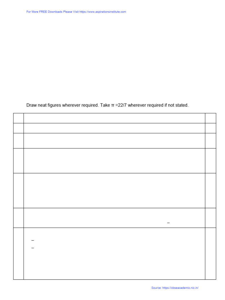 Class X Mathematics Sample Paper 2022-23 | PDF | Circle | Area