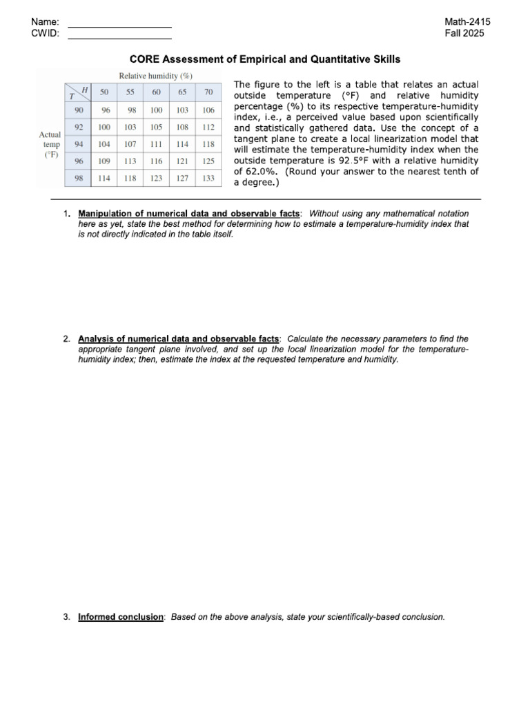 CORE Assessment - Empirical and Quantitative Skills | PDF