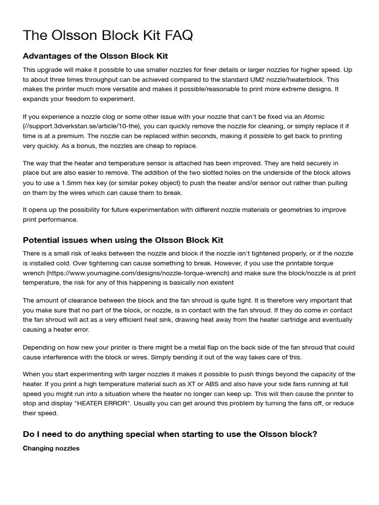 The Olsson Block Kit FAQ - 3DVerkstan Knowledge Base | PDF | Mechanical ...