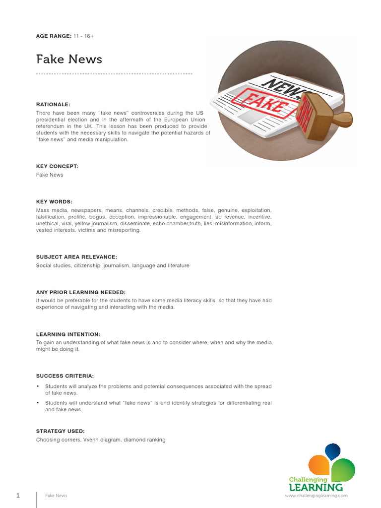 Understanding and Identifying Fake News | PDF | News | Journalism