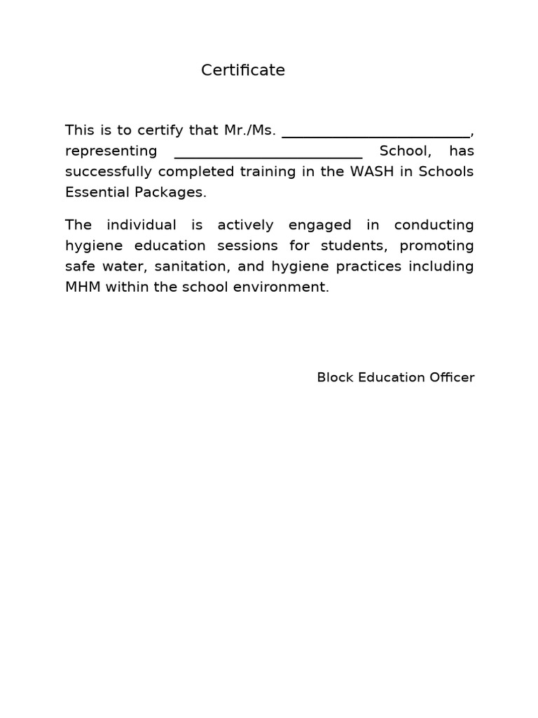 Hygiene Certificate | PDF