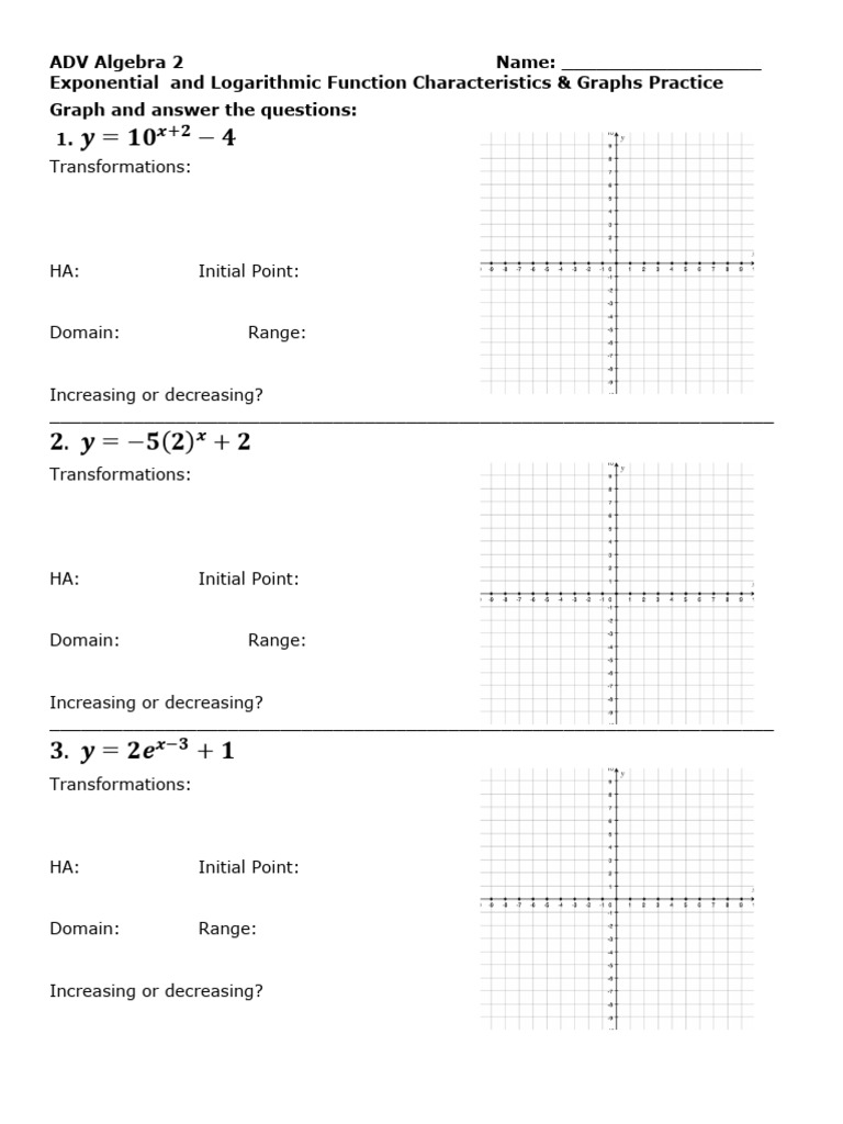 Exponential & Logarithmic Functions Practice | PDF