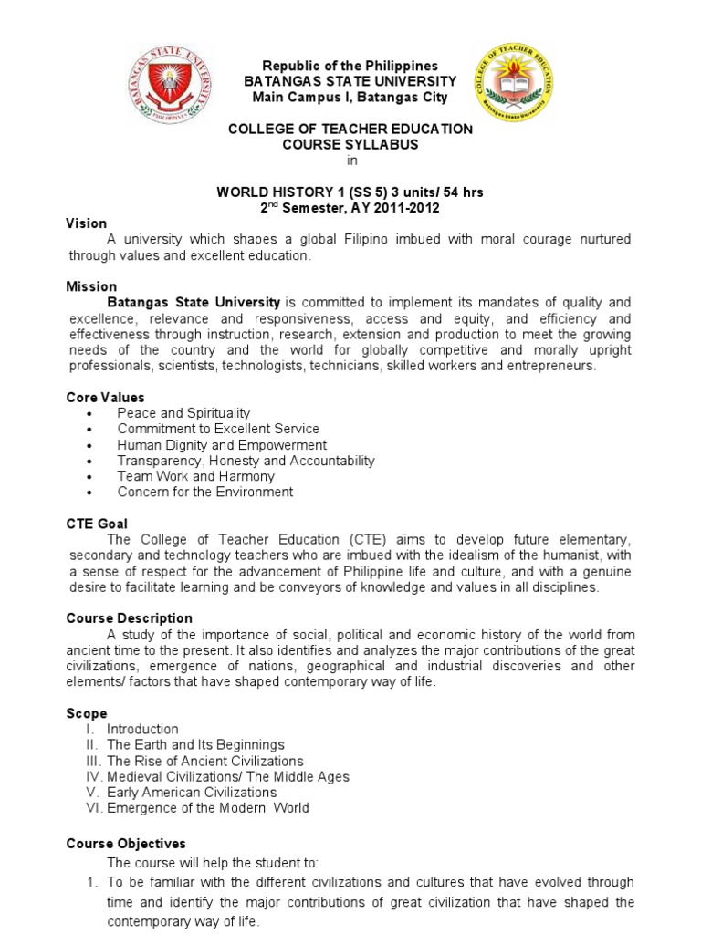 Syllabus in World History | PDF | Ancient Greece | Western World