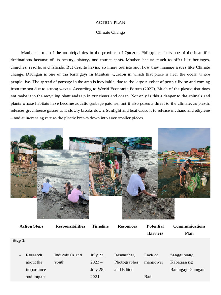 ACTION PLAN | PDF | Plastic | Natural Environment