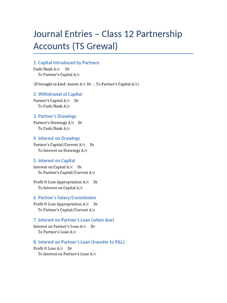 Partnership Journal Entries With Examples | PDF