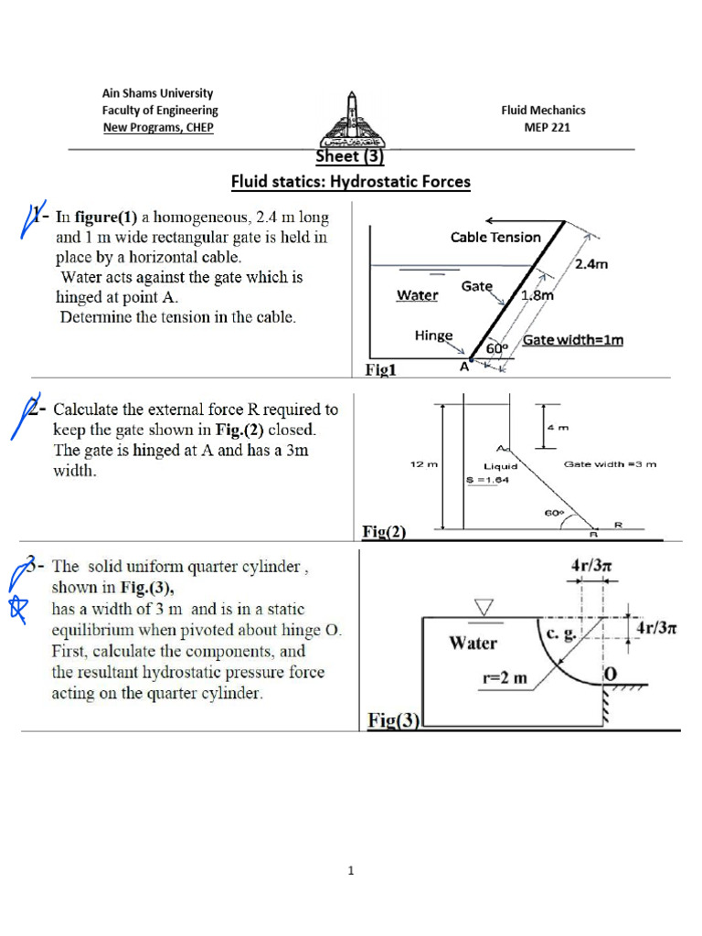 Hydrostatic Forces in Fluid Mechanics | PDF