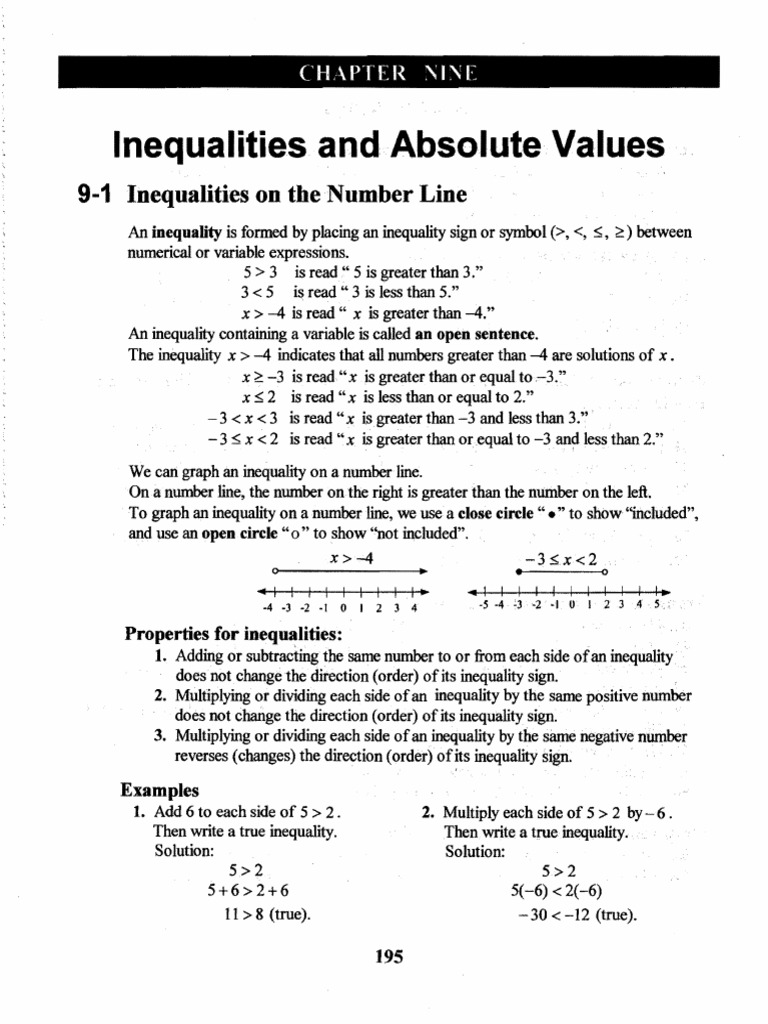 Inequalities and Absolute Values Explained | PDF | Inequality ...