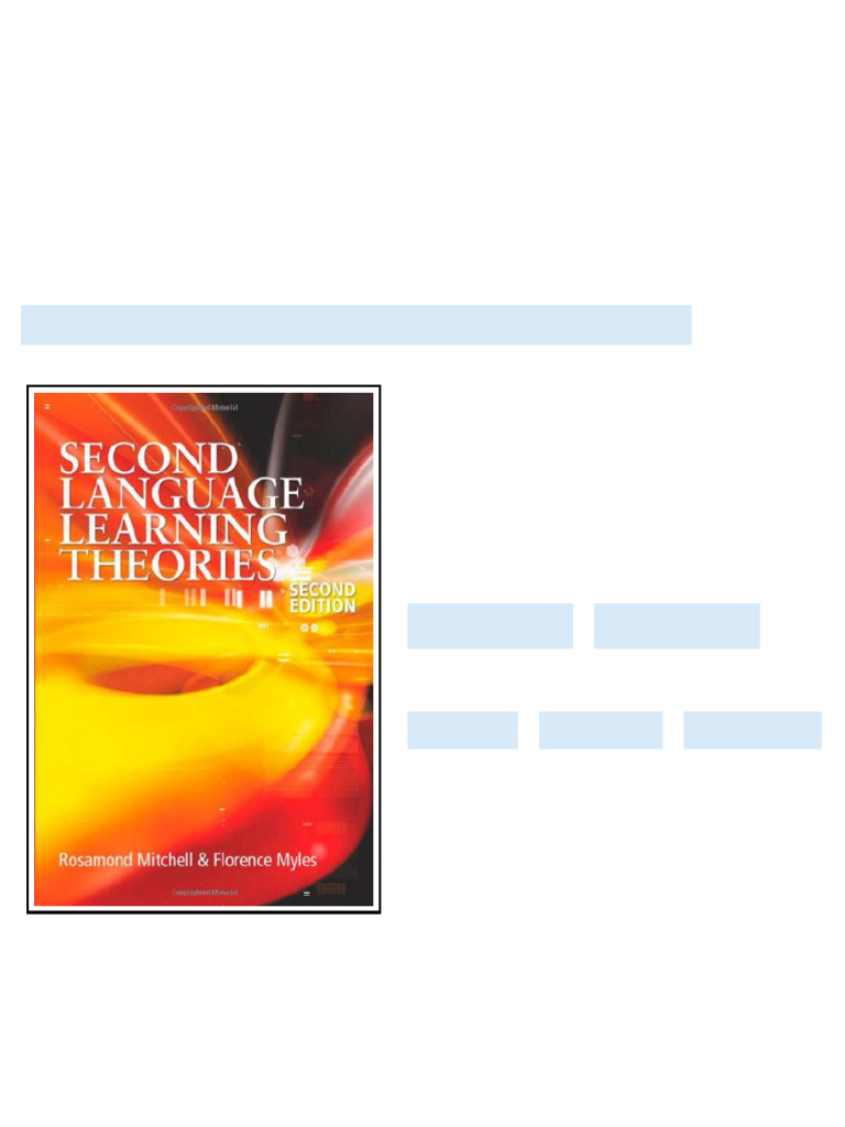 Second Language Learning Theories 2nd Edition Rosamond Mitchell - ebook ...