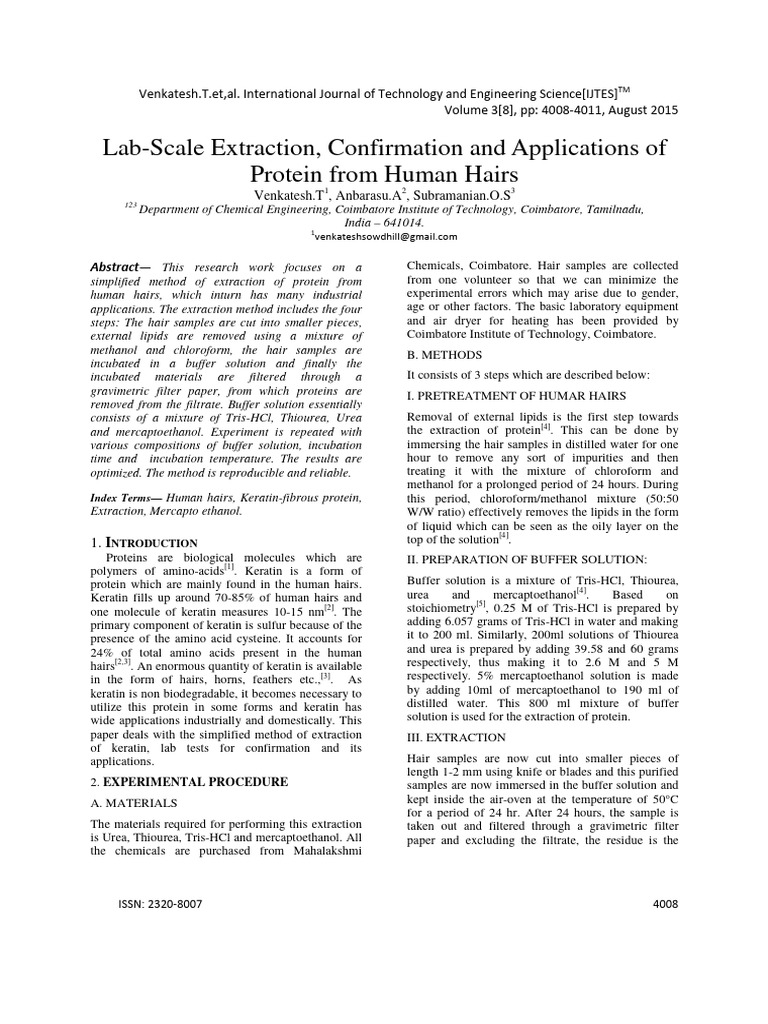 Protein Extraction from Human Hair | PDF