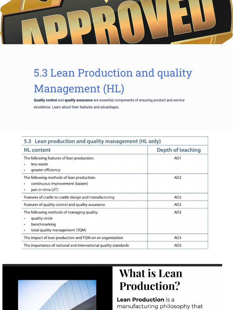 Lean Production and Quality Management | PDF | Quality Assurance ...