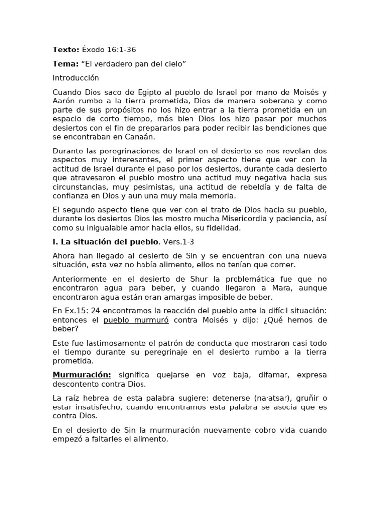 El Verdadero Pan del Cielo en Éxodo | PDF | Moisés | Dios