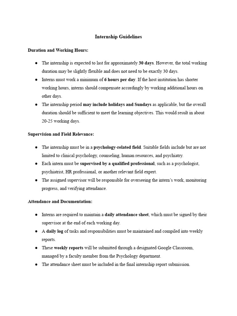 Internship Guidelines - BScPSY | PDF | Psychologist | Health Care