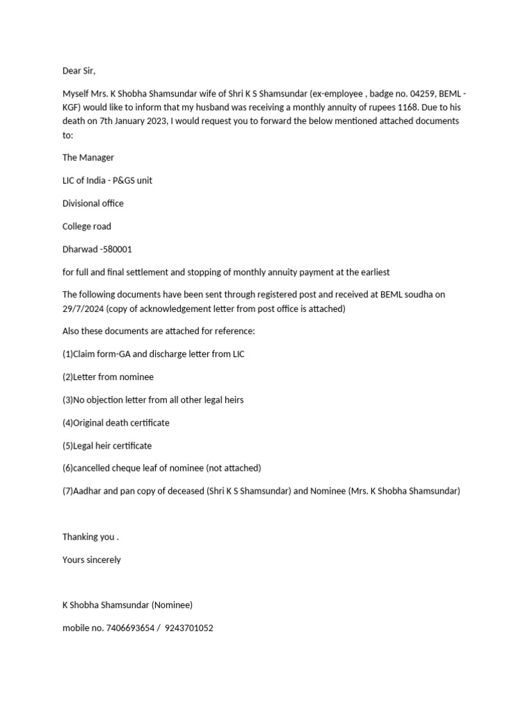 Annuity Settlement Request After Death | PDF