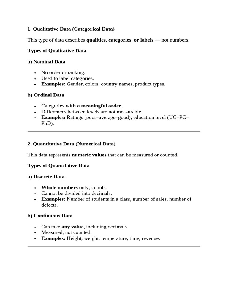 Types of Data | PDF