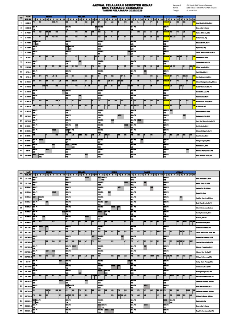 Jadwal Genap m4 2526 | PDF