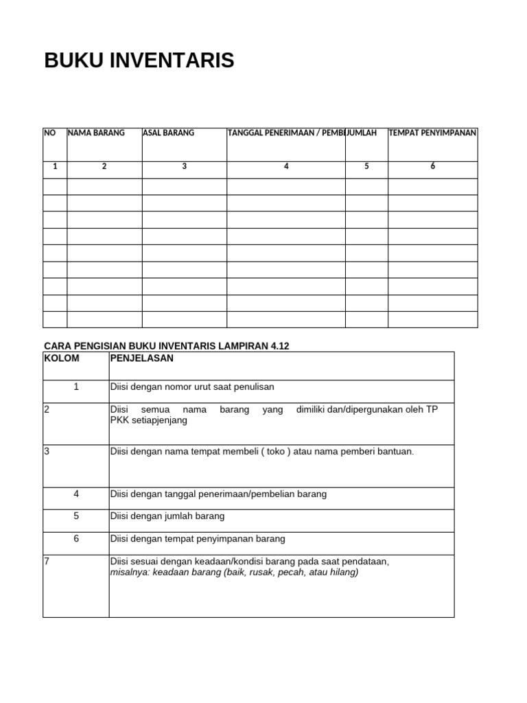 Buku Inventaris Barang | PDF