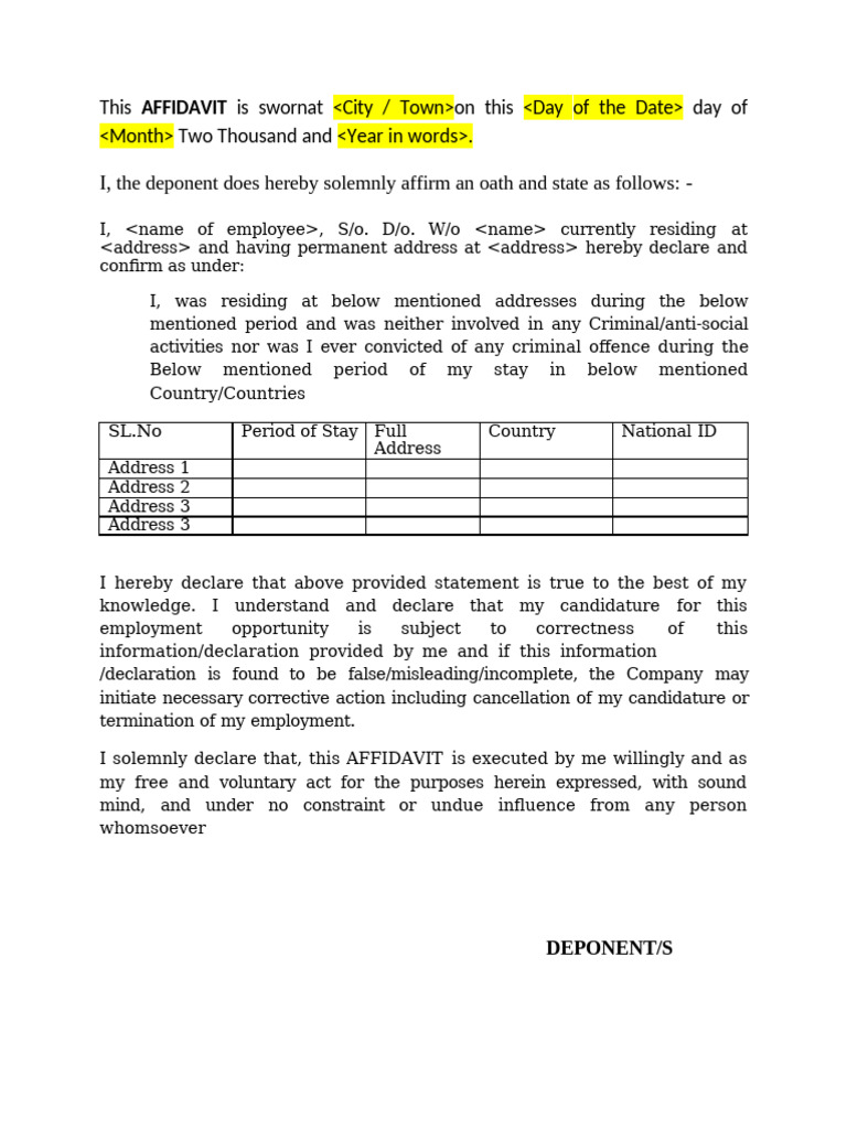 Declaration Bond Court Hit | PDF
