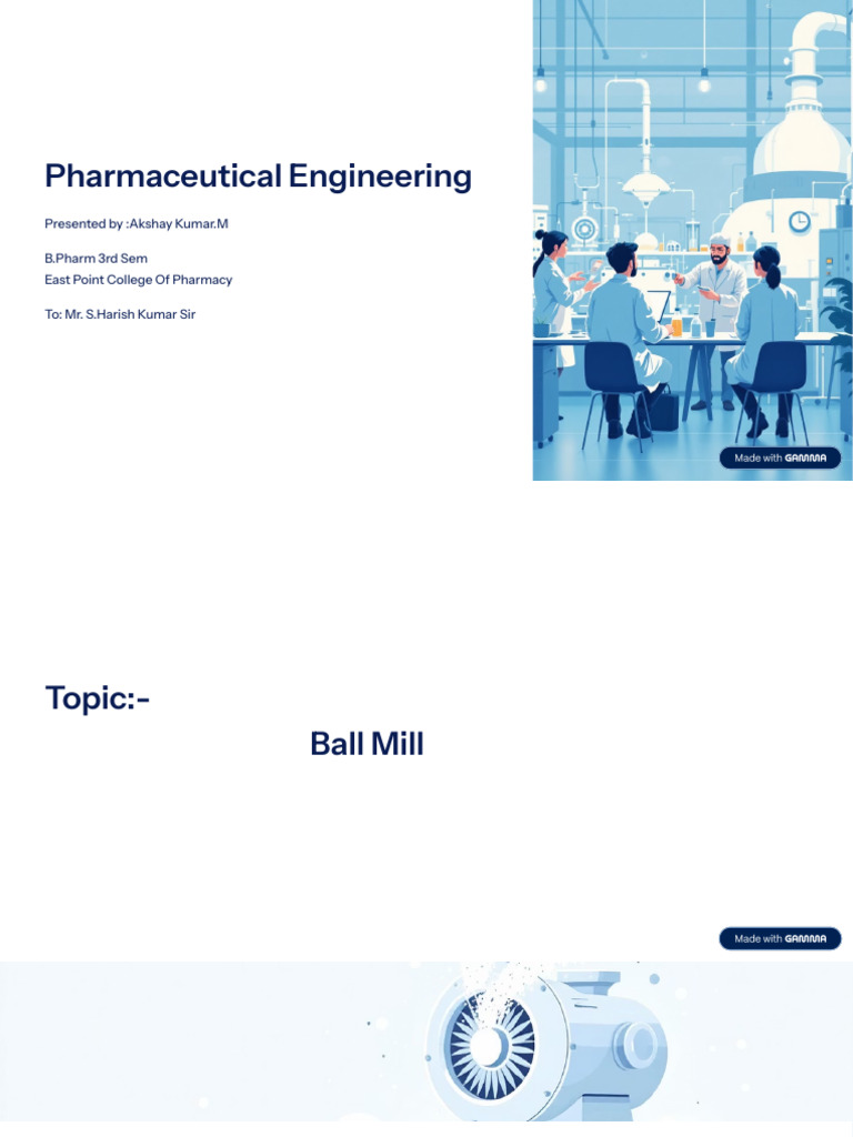 Ball Mill Overview in Pharmaceutical Engineering | PDF | Mill (Grinding ...