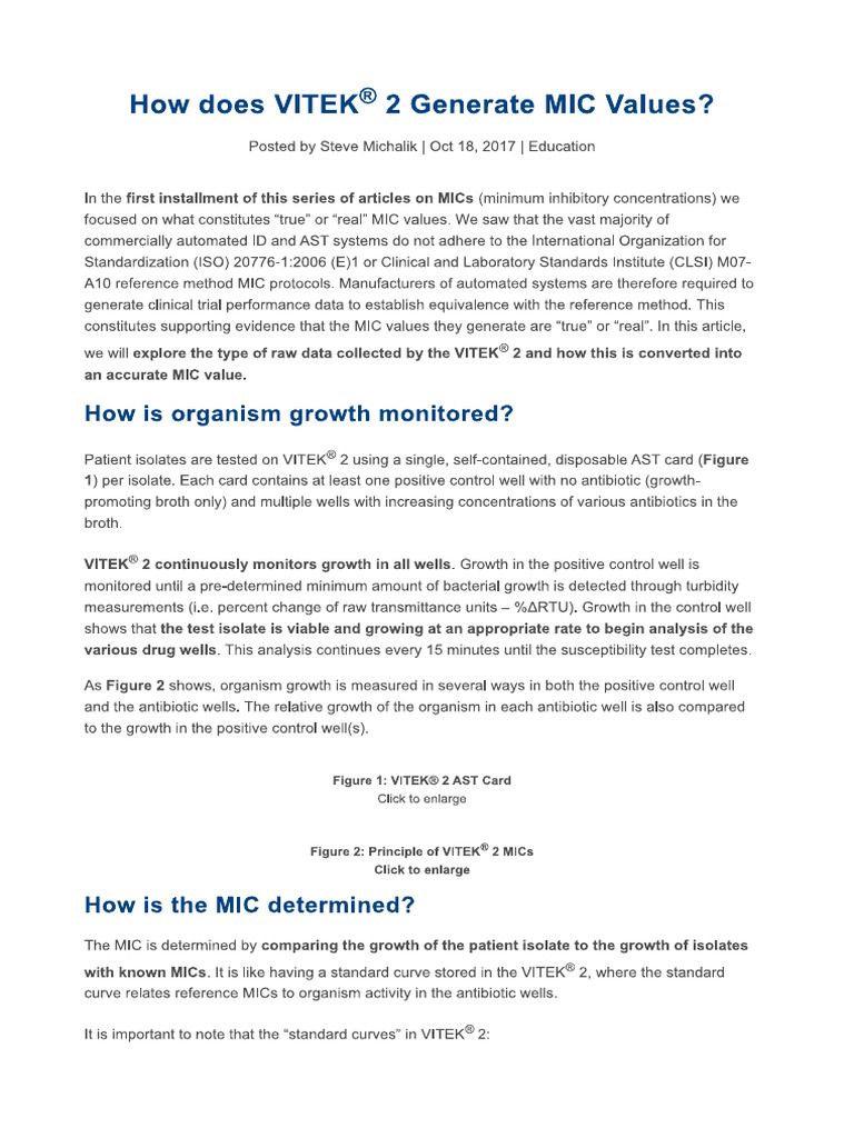 How Does VITEK 2 Generate MIC | PDF
