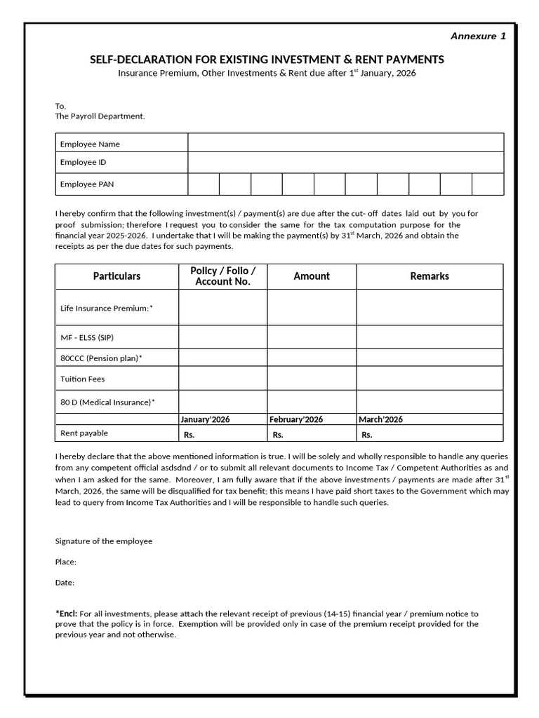 Self Declaration For Future Proof | PDF