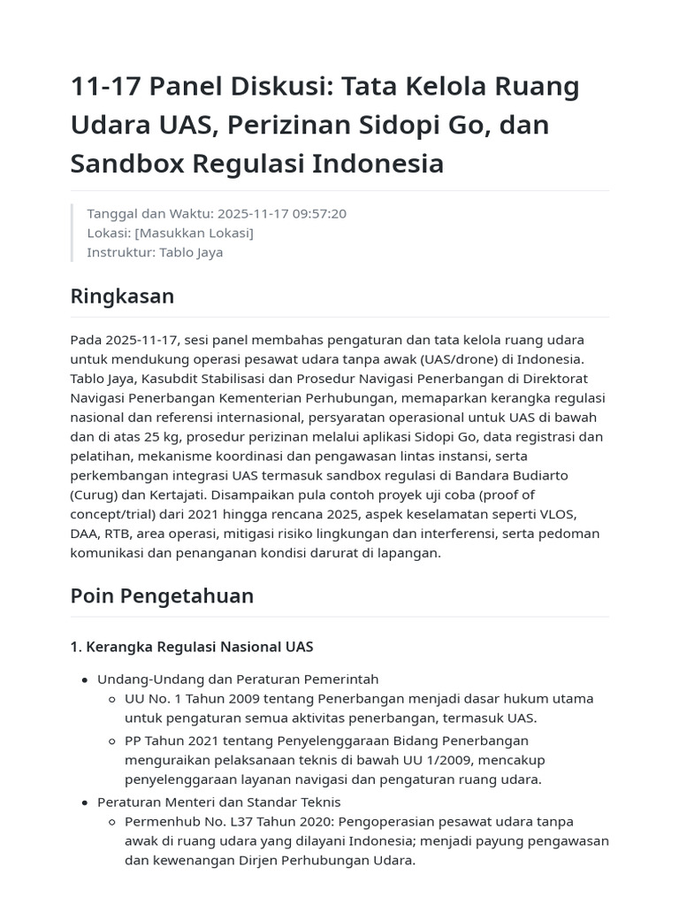 11-17 Panel Diskusi Tata Kelola Ruang Udara UAS Perizinan Sidopi Go Dan ...