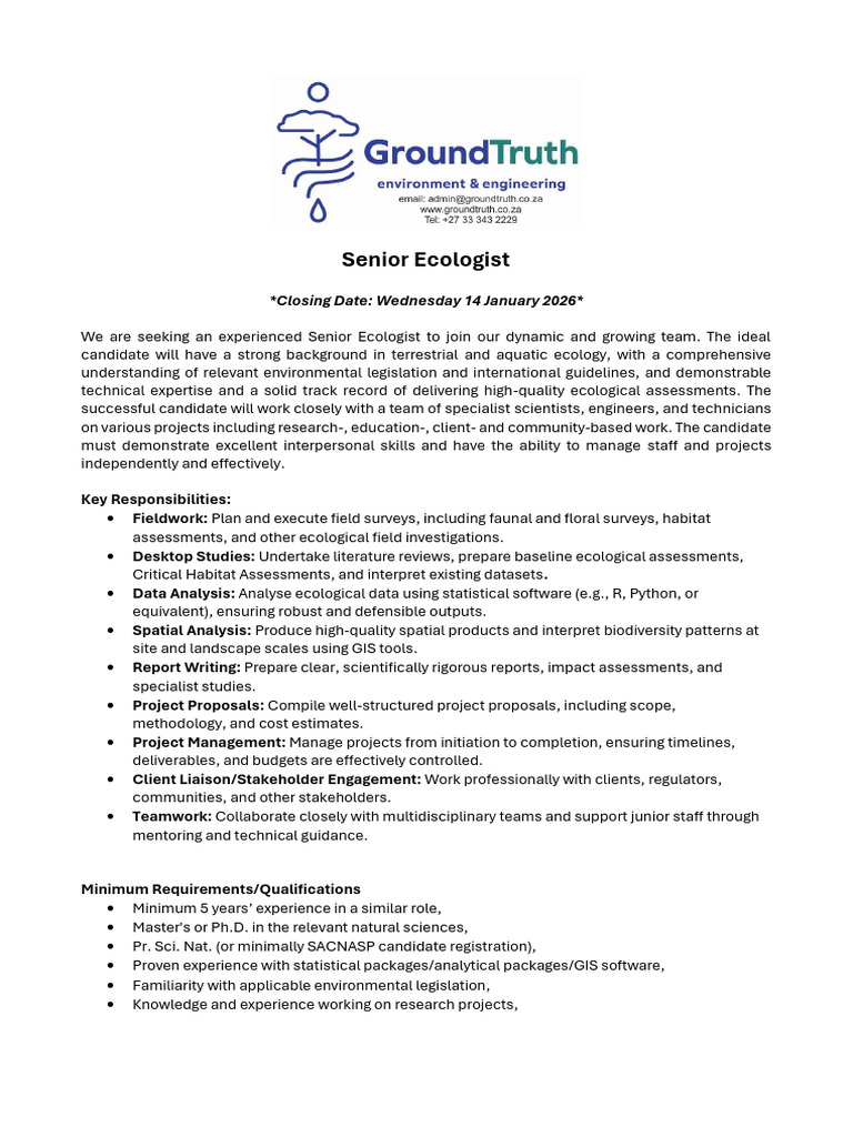 GT Senior Freshwater Ecologist | PDF