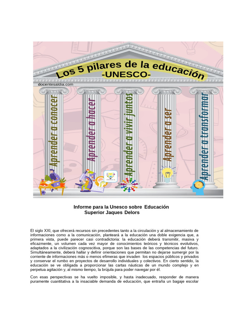 LOS CINCO PILARES DE LA EDUCACIÓN | PDF | Plan de estudios | Aprendizaje