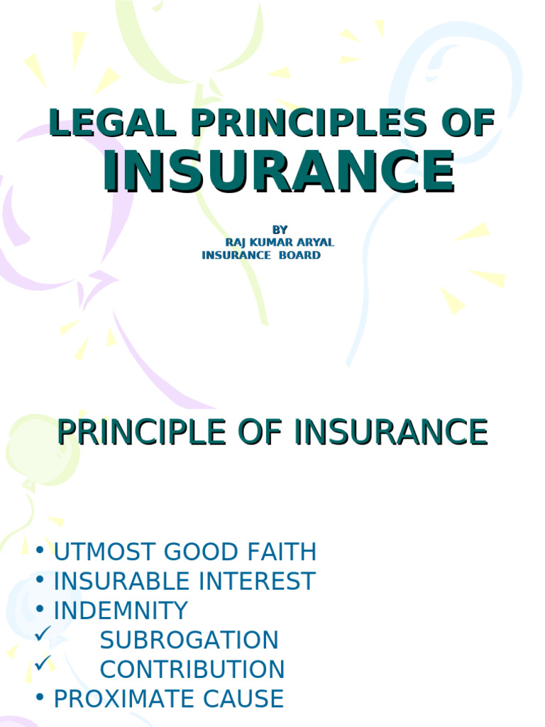Legal Principle of Insurance | PDF | Insurance | Indemnity