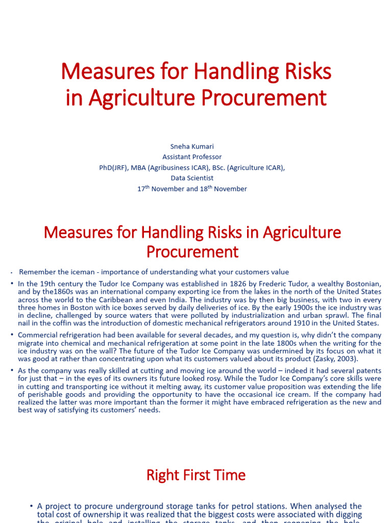 Measures For Handling Risks in Agriculture Procurement | PDF | Supply ...