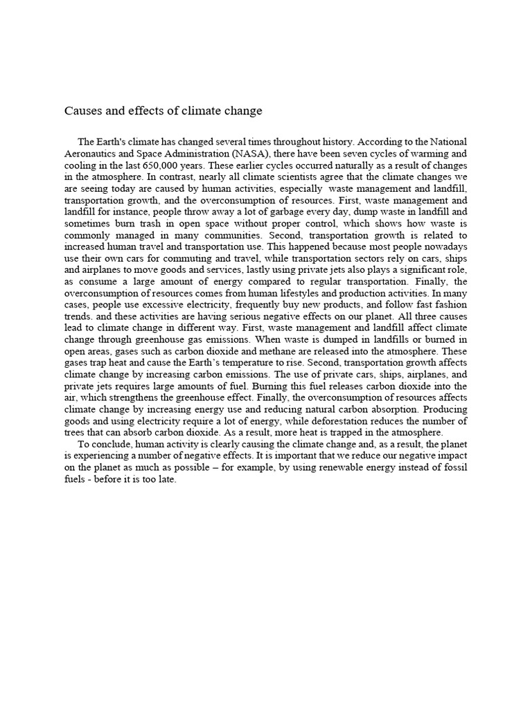 Causes and Effects of Climate Change | PDF | Climate Change ...