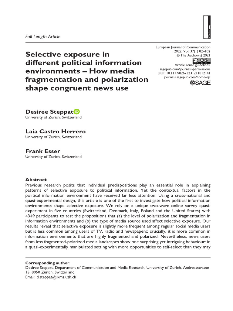 Selective Exposure in Different Political Information Environments ...