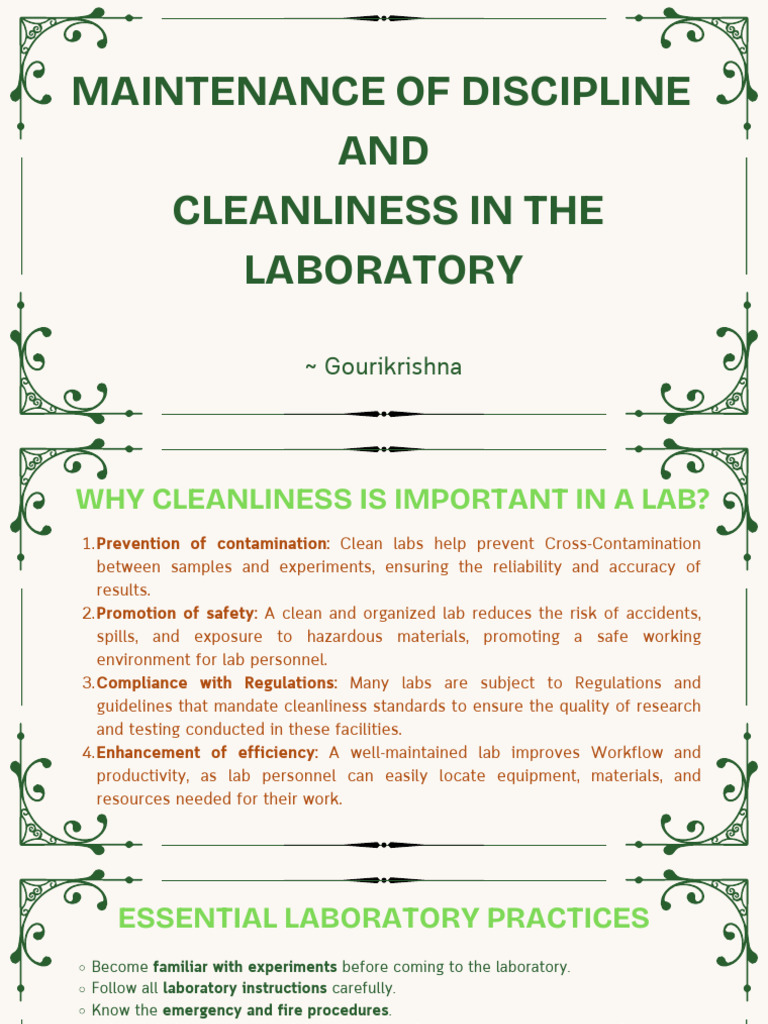 Maintenance of Discipline and Cleanliness in The Laboratory | PDF ...