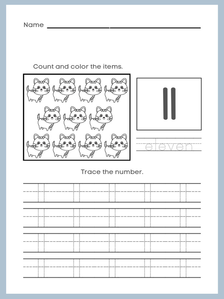 Tracing Numbers 11 - 20 Kindergarten Math Worksheet in Grayscale ...