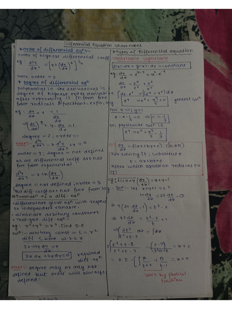 Differential Eqn and Definite Integration SN | PDF