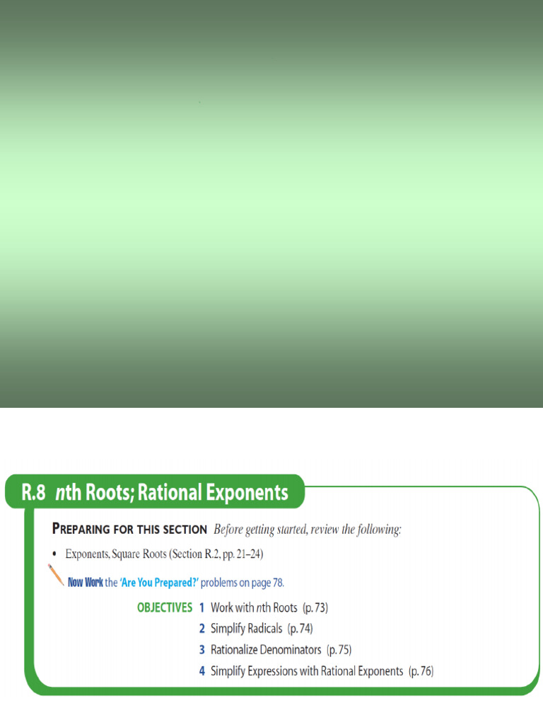 nth Roots and Rational Exponents Guide | PDF