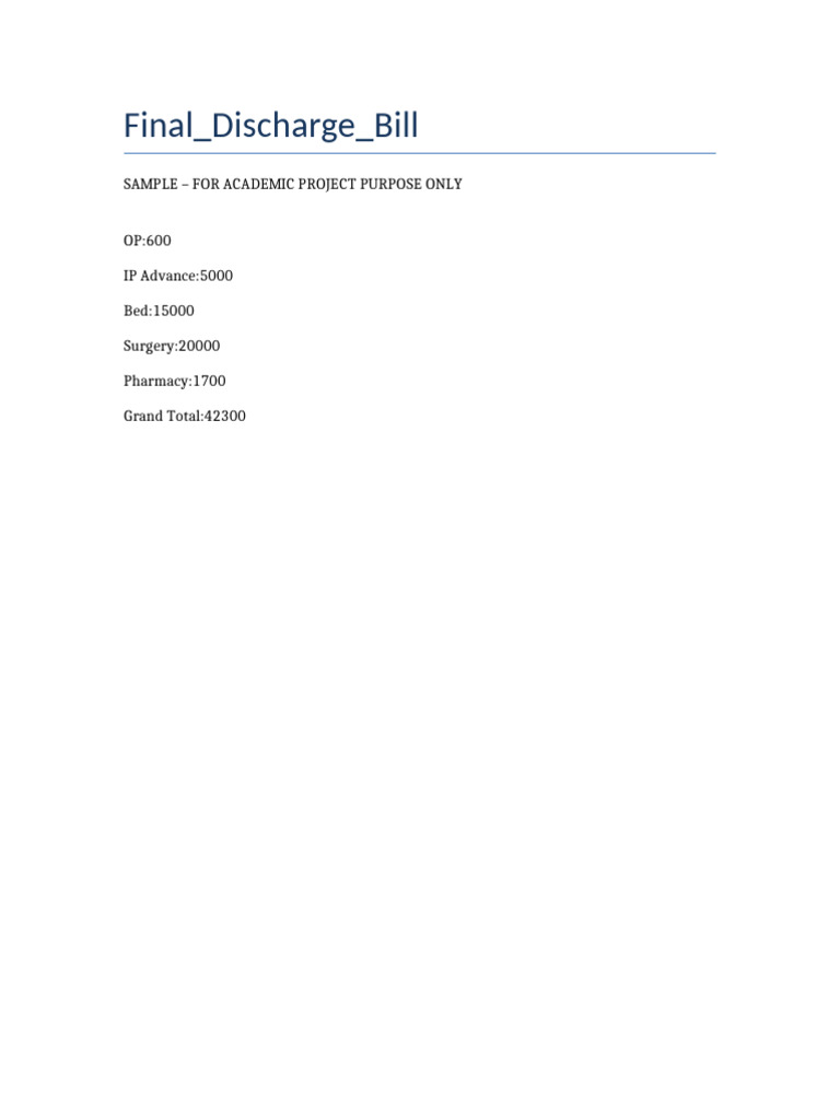Final Discharge Bill | PDF
