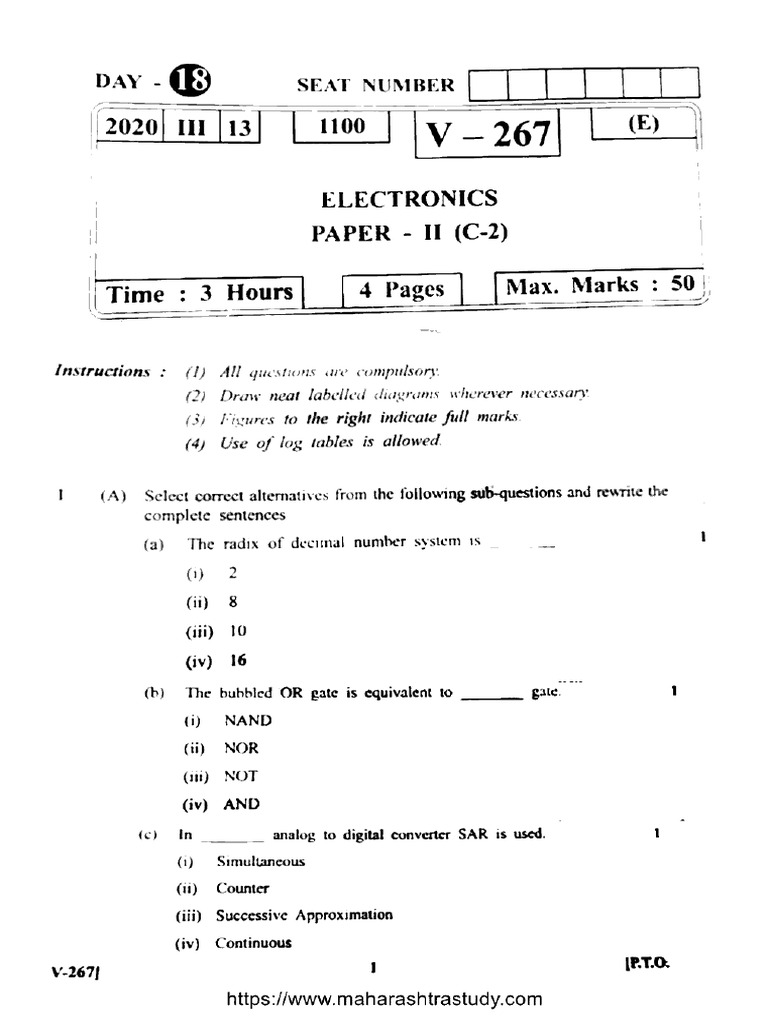 Electronics Paper 2 2020 | PDF