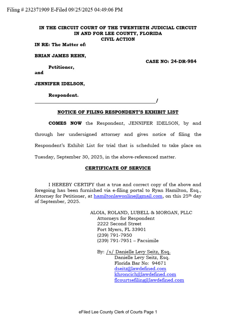 Respondent's Exhibit List for Paternity Case | PDF | Plea | Justice