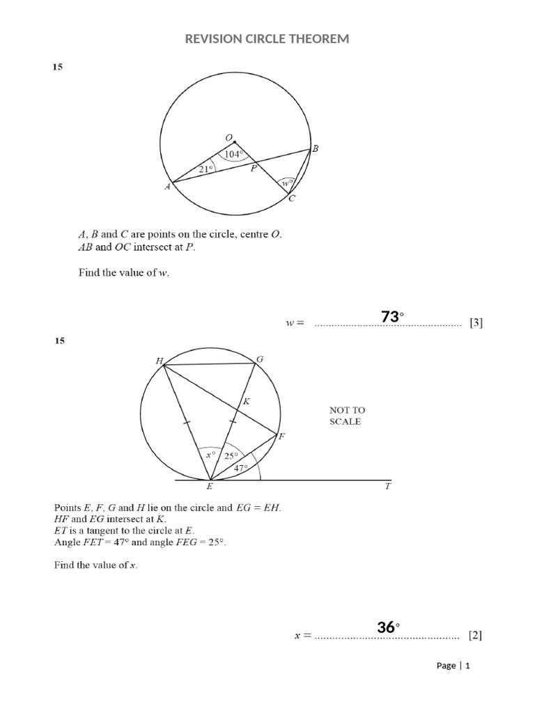Revision Circle Theorem - ANSWER | PDF