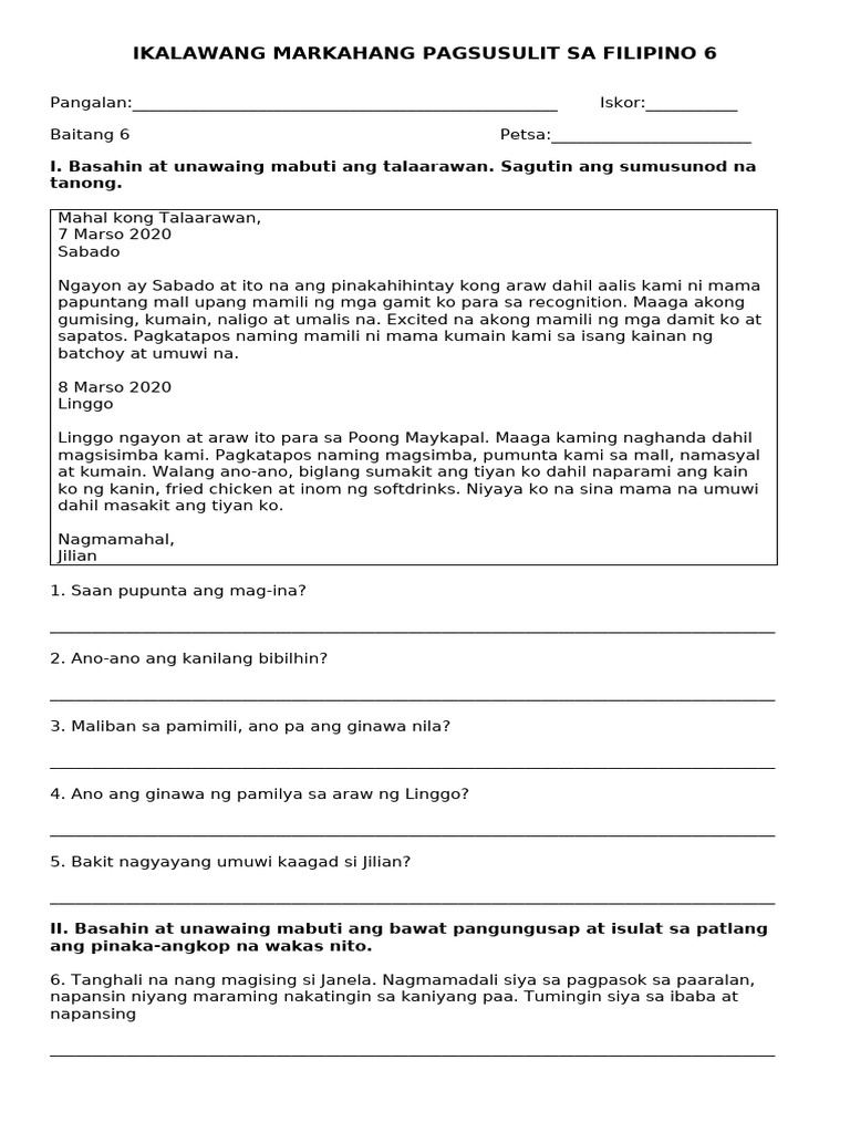 Filipino 6 - TBP | PDF