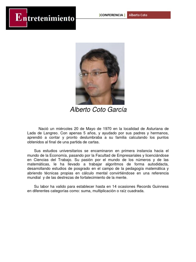 Alberto Coto García | PDF | Ocio | Enseñanza de matemática