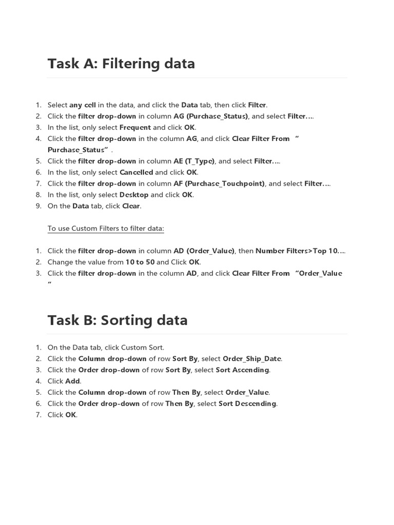 Assignment - Filter and Sort | PDF