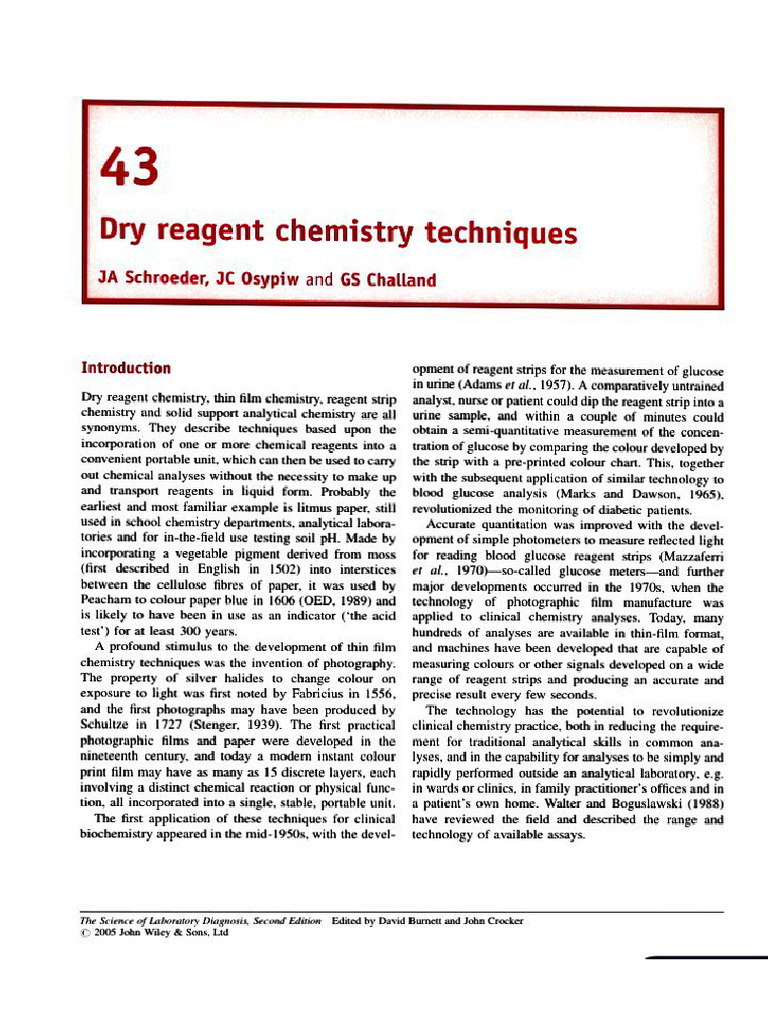 Dry Reagent Chemistry Techniques | PDF