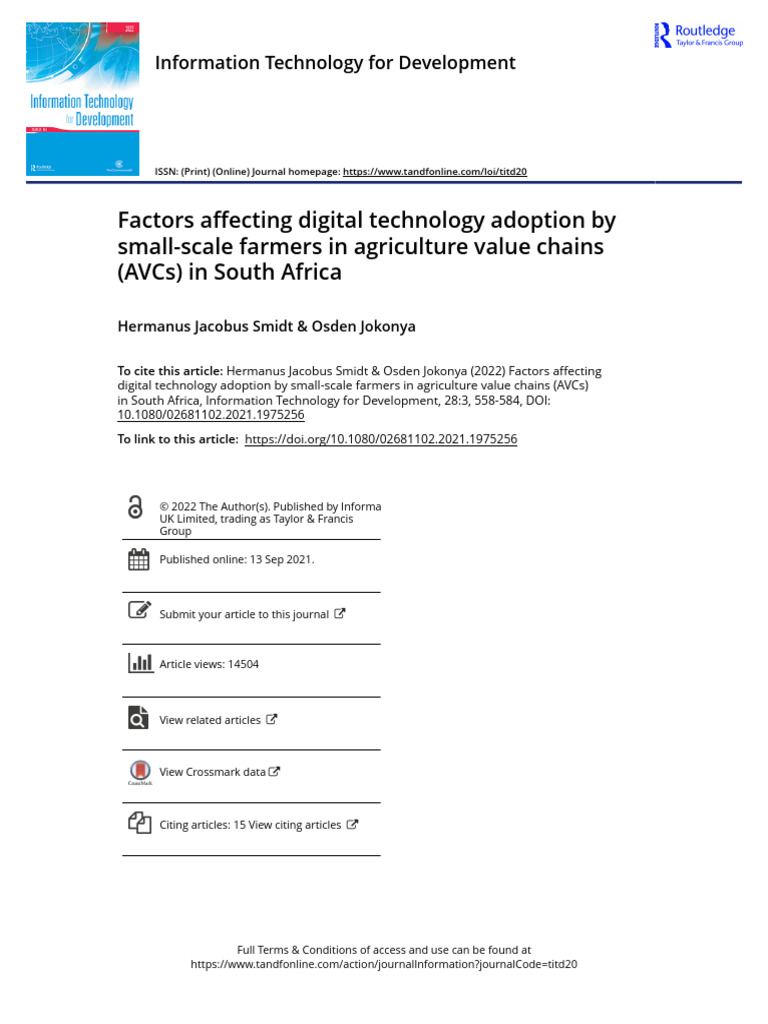 Factors Affecting Digital Technology Adoption by Small-Scale Farmers in ...