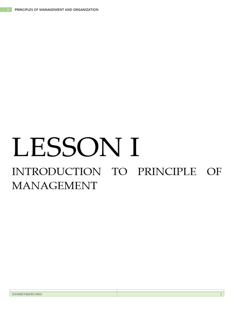 Principle of Management and Organization LESSON I | PDF | Psychology