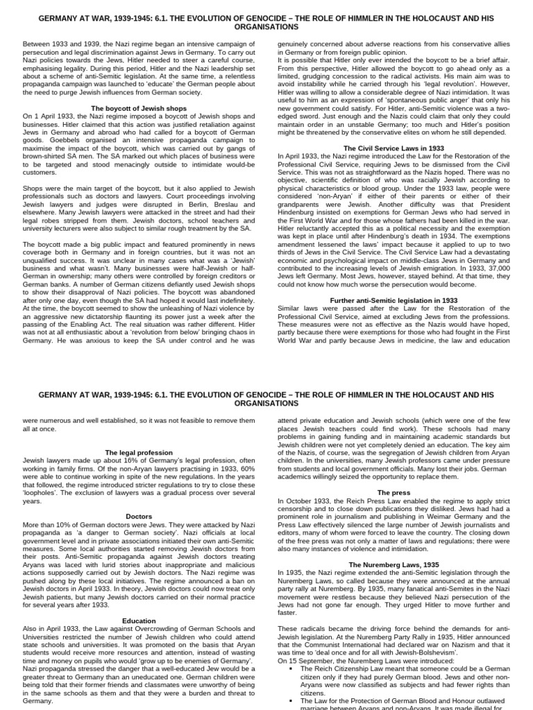 6.1 Evolution of Genocide | PDF | Nazi Germany | Antisemitism
