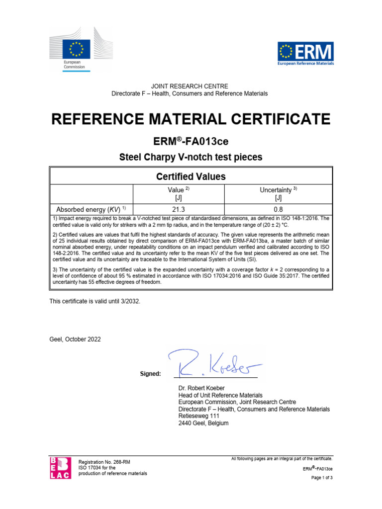 ERM-FA013ce Certificate v1 (1) | PDF | Verification And Validation